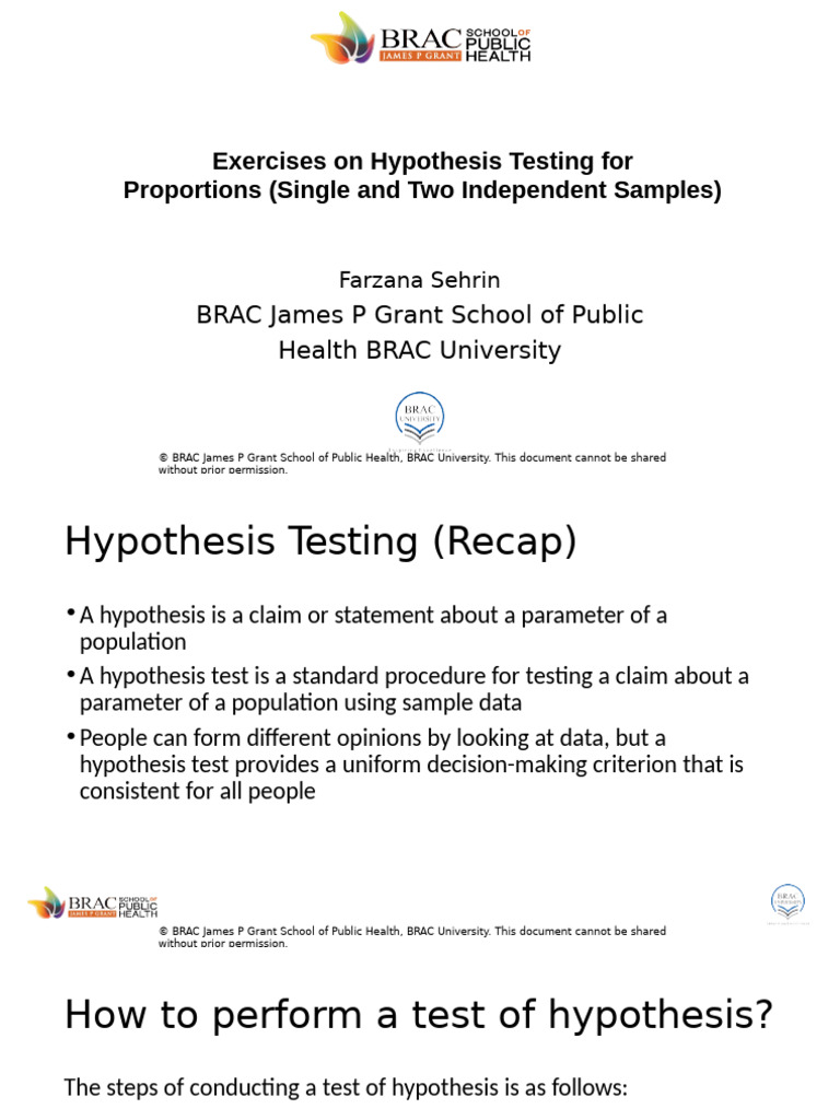 Exercises On Hypothesis Testing For Proportions | PDF | Hypothesis ...