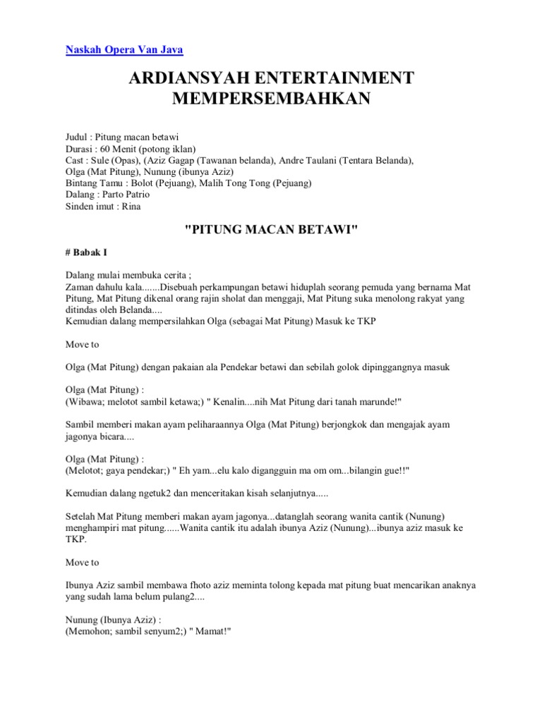 Naskah Opera Van Java | PDF