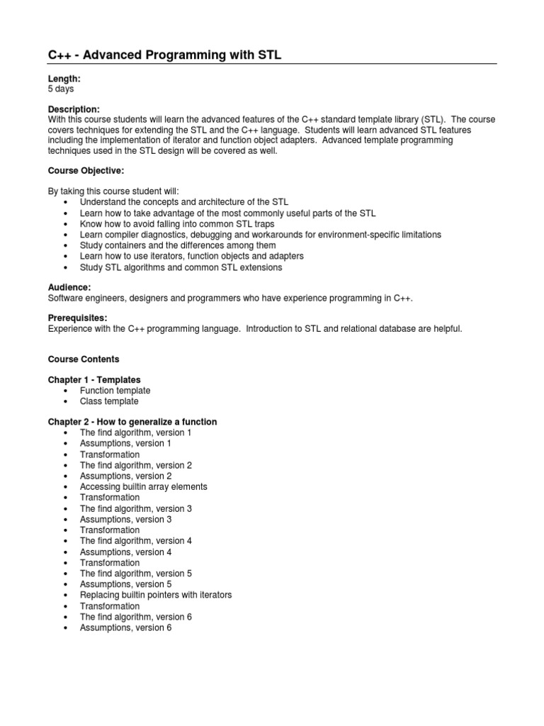 C++ Adv - STL | PDF | C++ | Array Data Structure