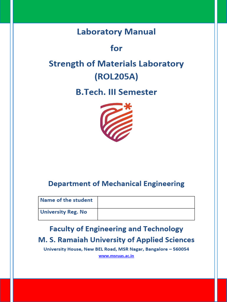 SOM LAB Manual - Robotics - 2022 Batch | PDF | Young's Modulus ...