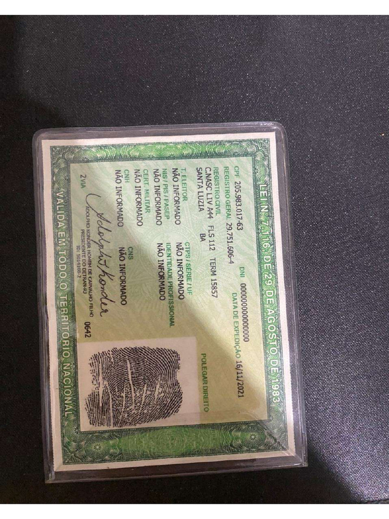 identidade parte de trás | PDF