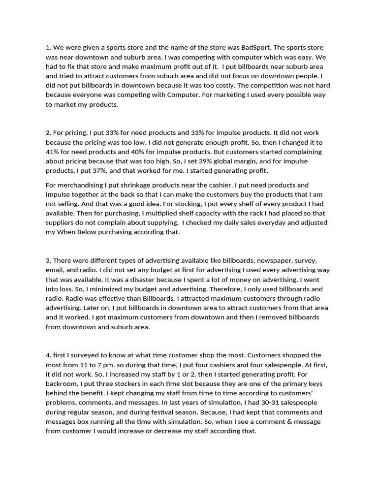 Darsh Shah BusinessSimulationRubric | PDF | Pricing | Advertising