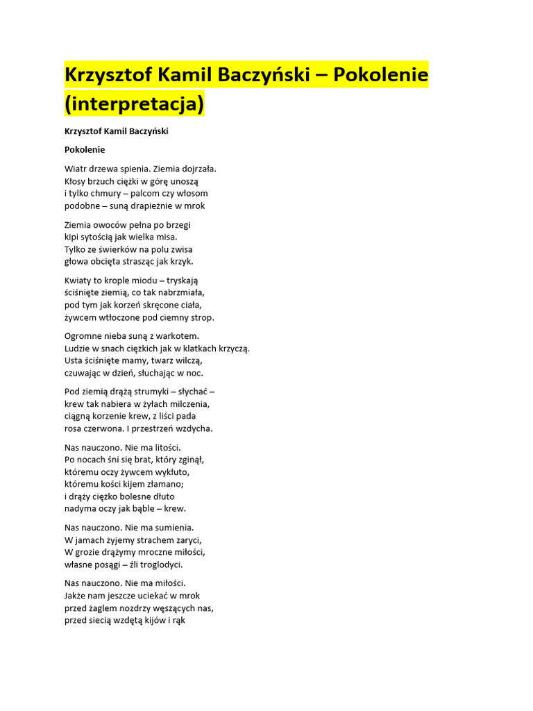 Pokolenie (interpretacja) | PDF