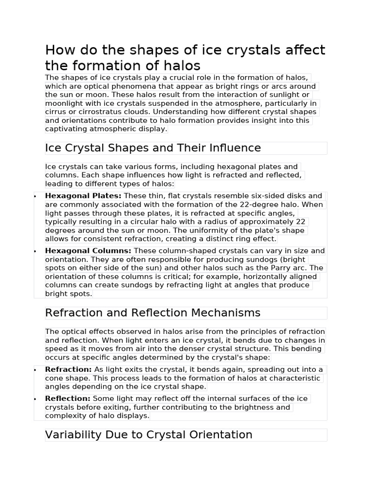 How Do The Shapes of Ice Crystals Affect The Formation of Halos | PDF ...