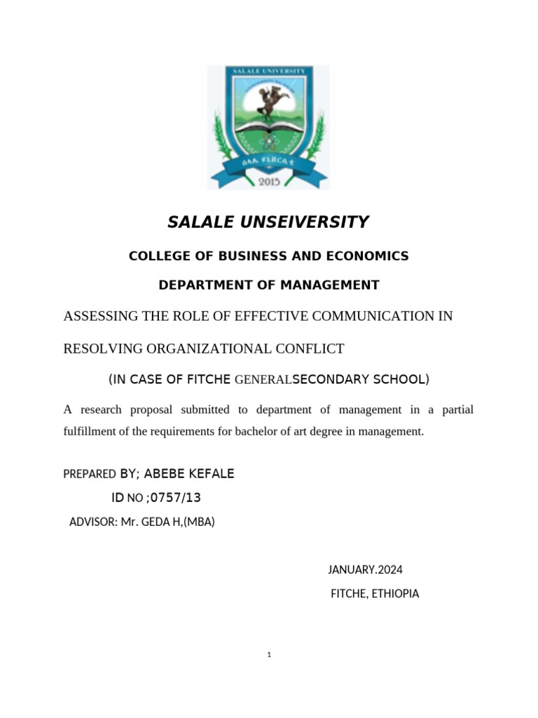 Abebe End Proposal 2 (1) (6 | PDF | Communication | Mediation