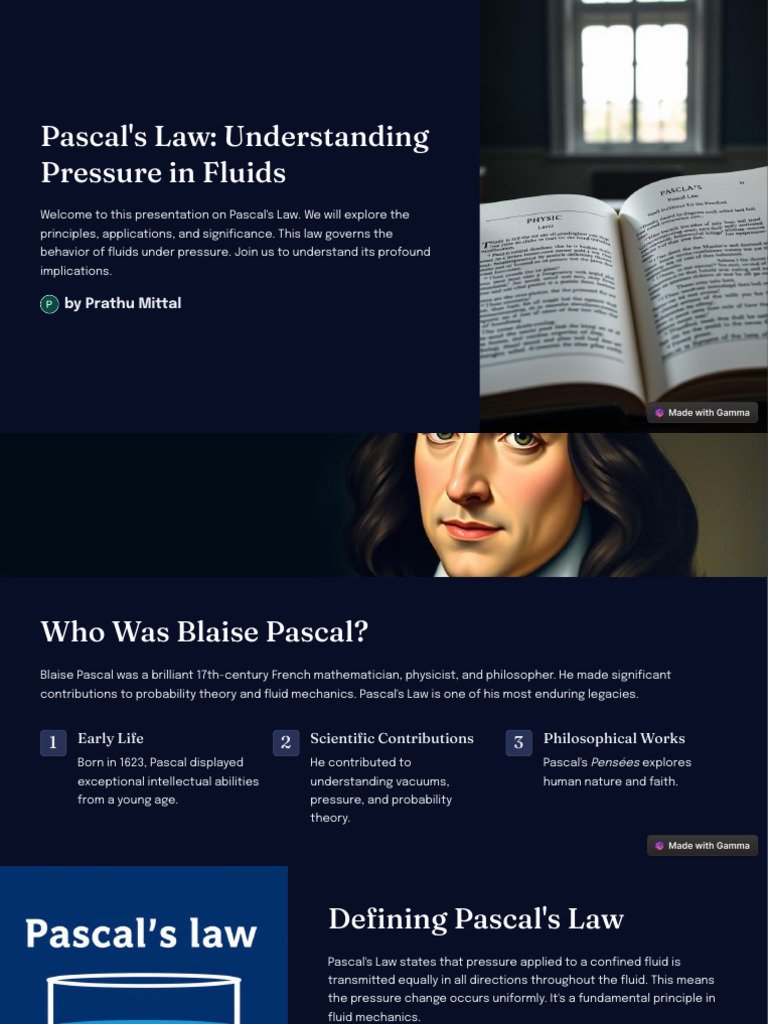 Understanding Pascal's Law | PDF | Pressure | Hydraulics