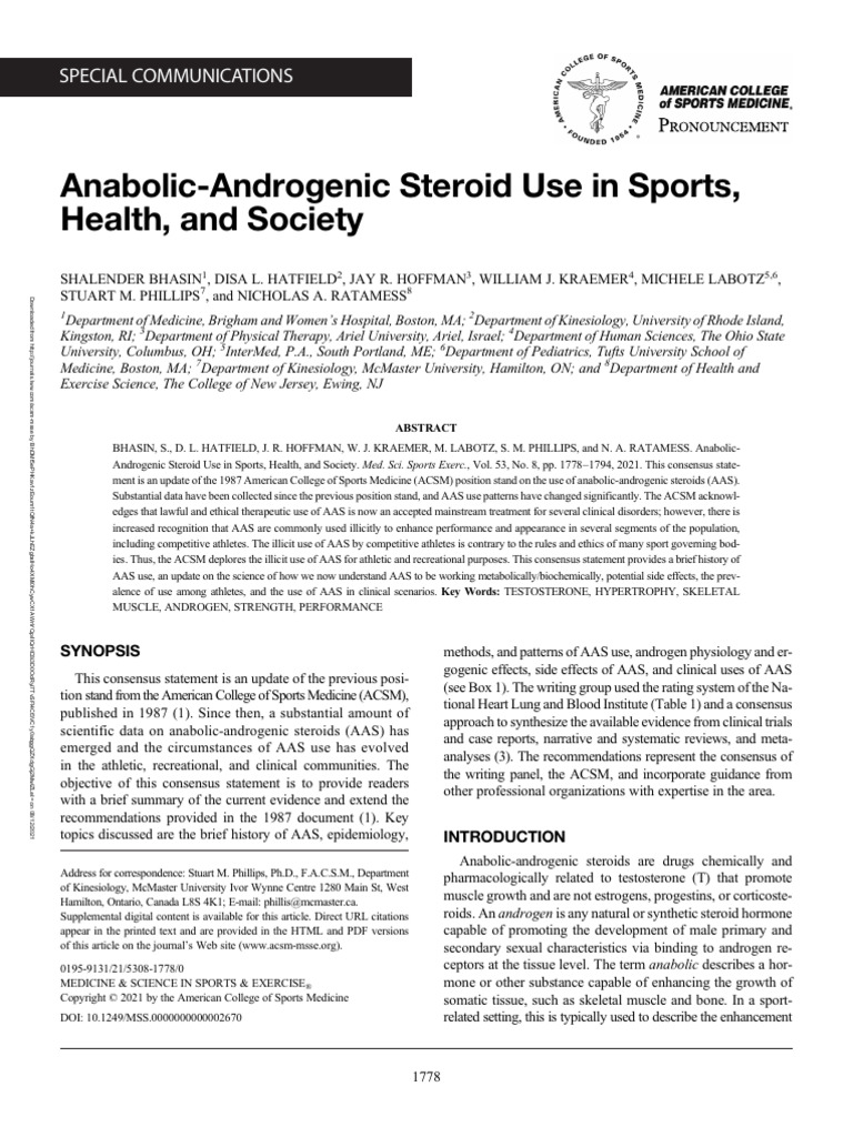 Anabolic Androgenic Steroid Use in Sports, Health,.26 | PDF ...