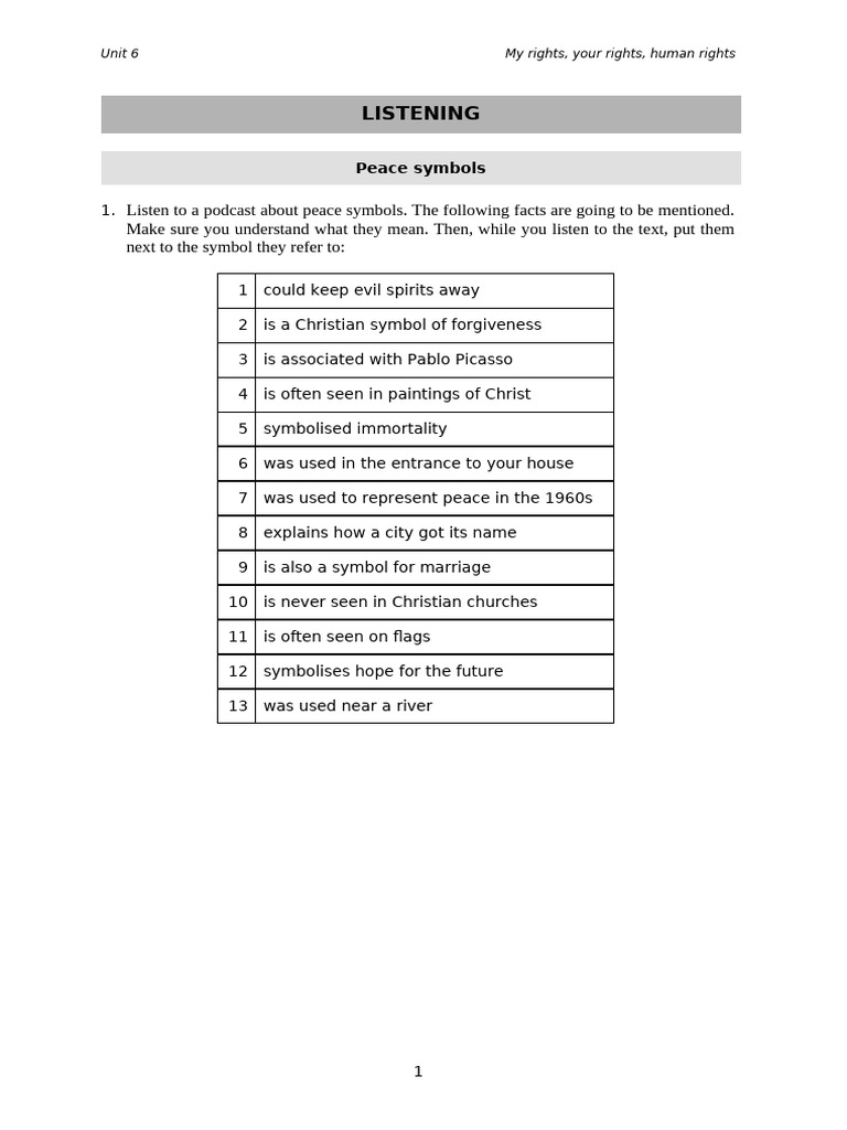 39 Unit 6 Peace Symbols | PDF