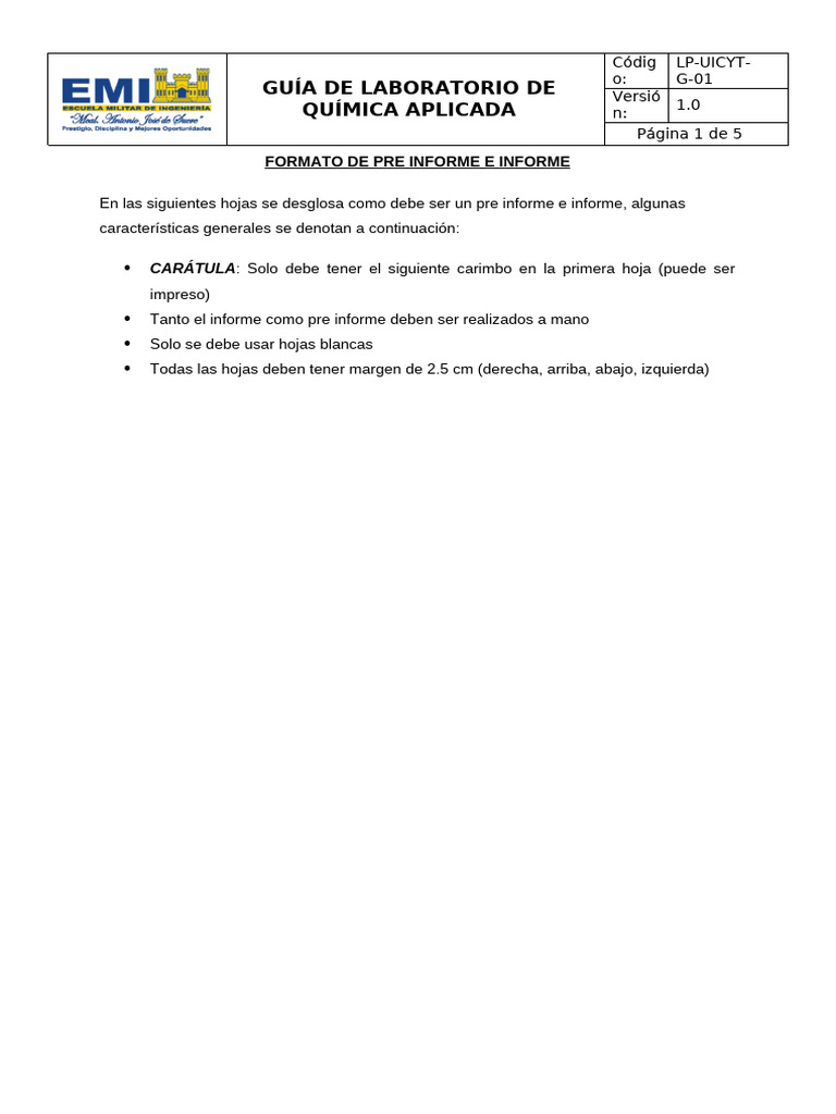 Formato de Pre Informe e Informe | PDF | Laboratorios