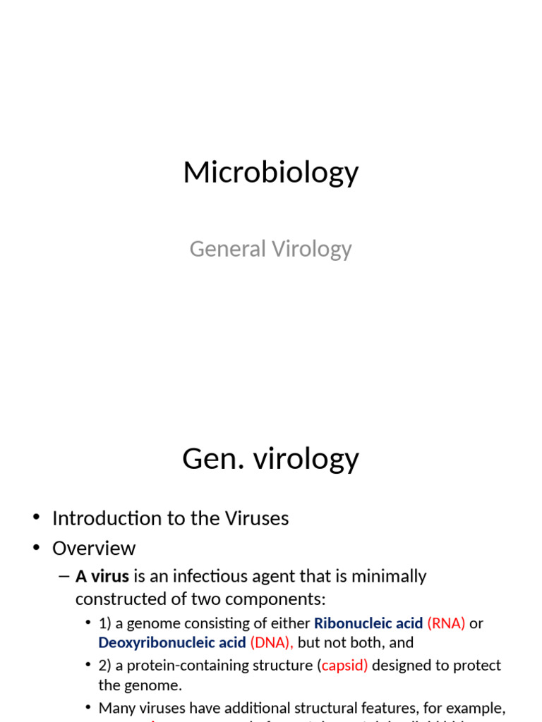 Lec.3 Microbiology - PPTX Gen Virology | PDF | Virus | Virology
