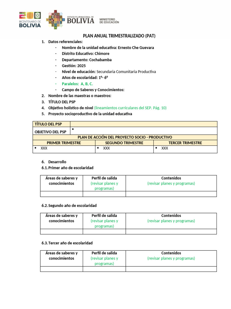Formato Pat.2025 | PDF | Aprendizaje