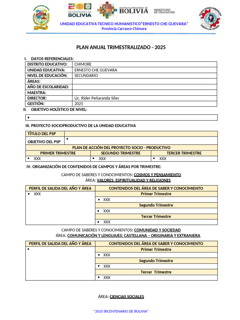 Formato Plan Anual Trimestralizado-2025 | PDF