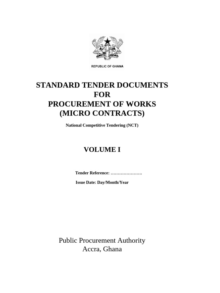 Standard Tender Document For The Procurement of Works Micro Contracts | PDF | Specification ...