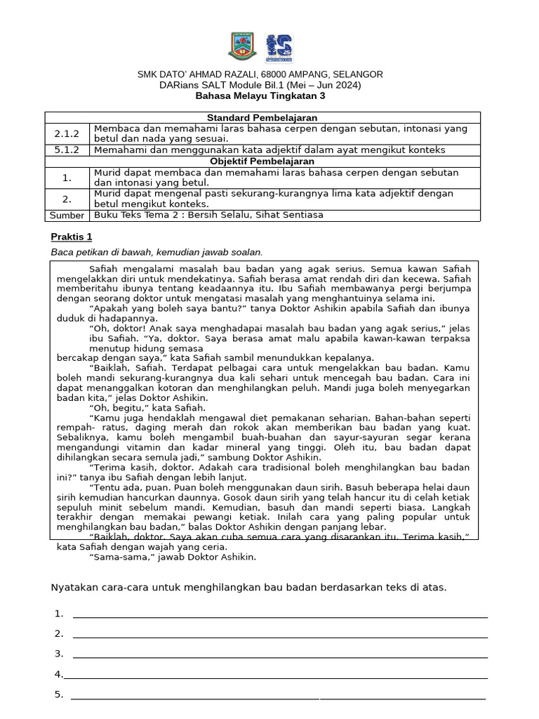 DARians SALT MODULE T3 BIL.1 Mei-Jun 2024 | PDF