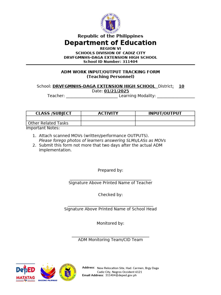 Adm Work Input | PDF