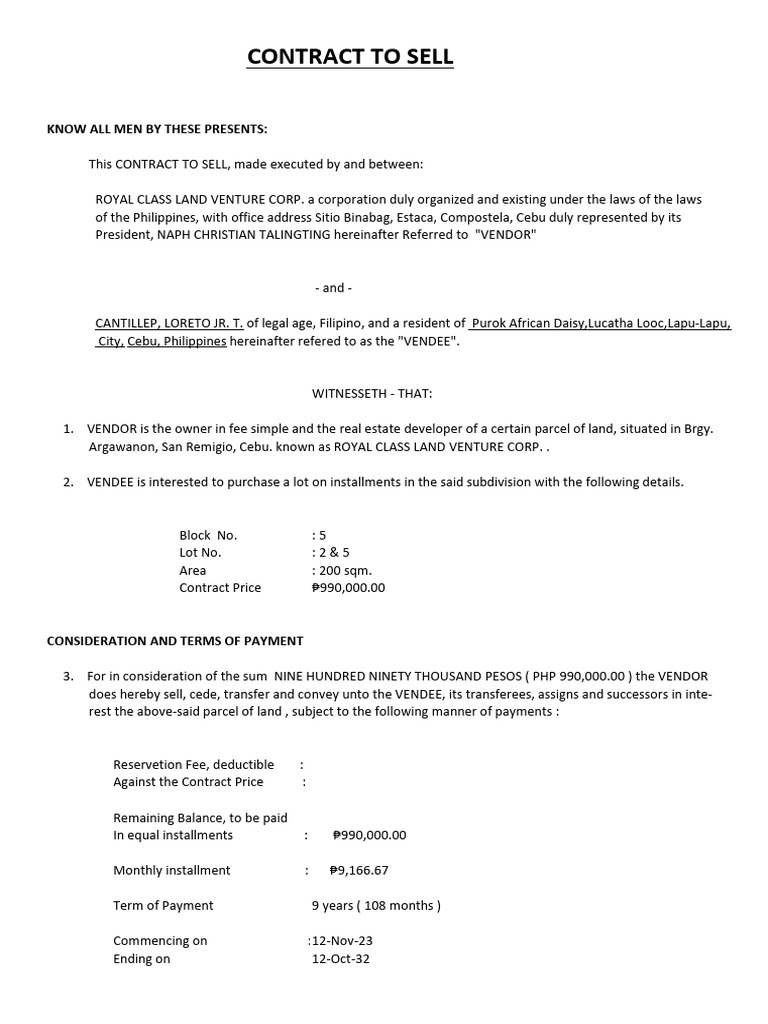 Cantillep, Loreto JR - San Rem | PDF | Receipt | Deed