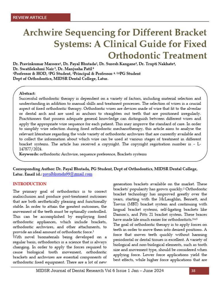 Archwire Sequencing For Different Bracket Systems | PDF | Orthodontics ...
