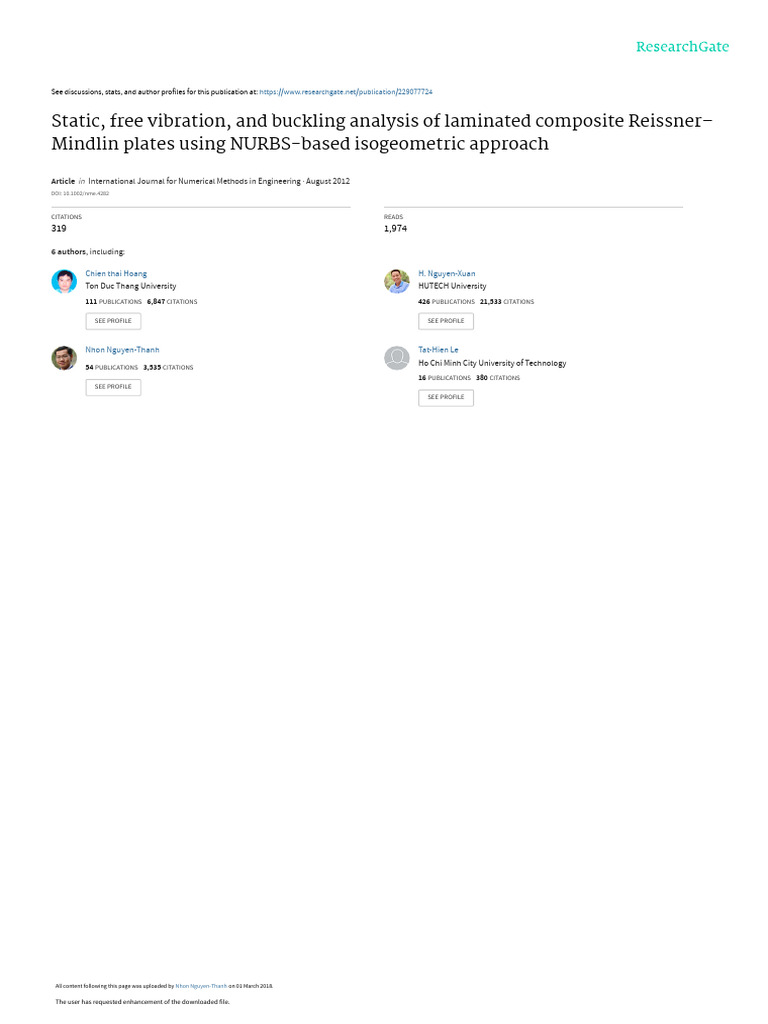 Ig Aplatecomposite IJNME | PDF | Finite Element Method | Basis (Linear Algebra)