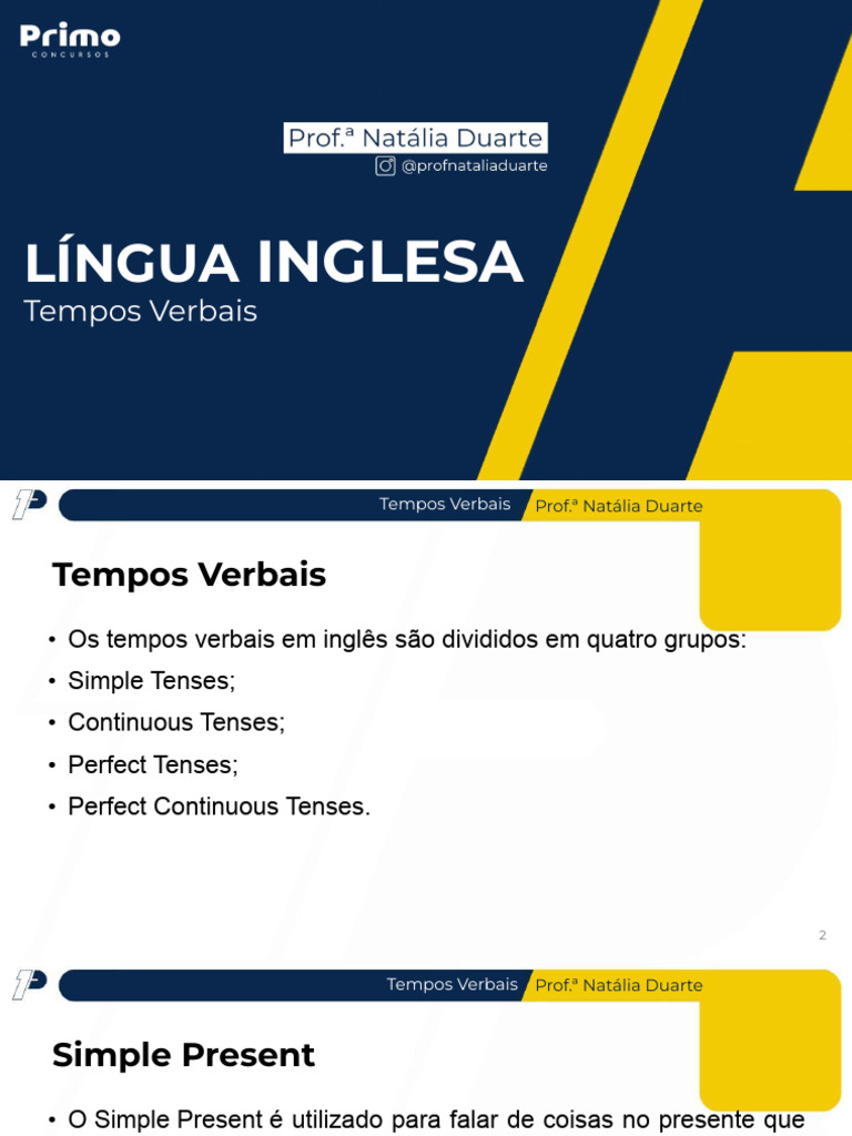 Tempos Verbais em Inglês: Guia Completo | PDF | Relações sintáticas ...