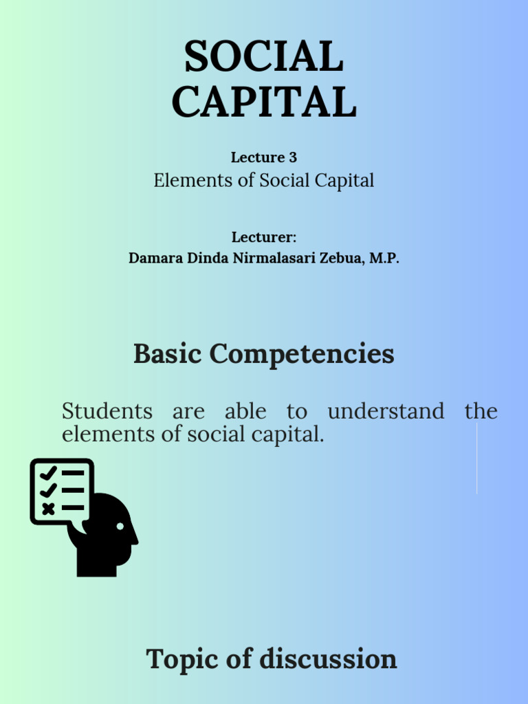 (Social Capital) Week3 - Elements of Social Capital | PDF | Social ...