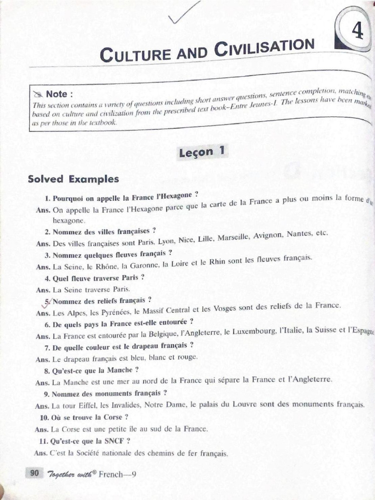 Culture Class 9 French | PDF