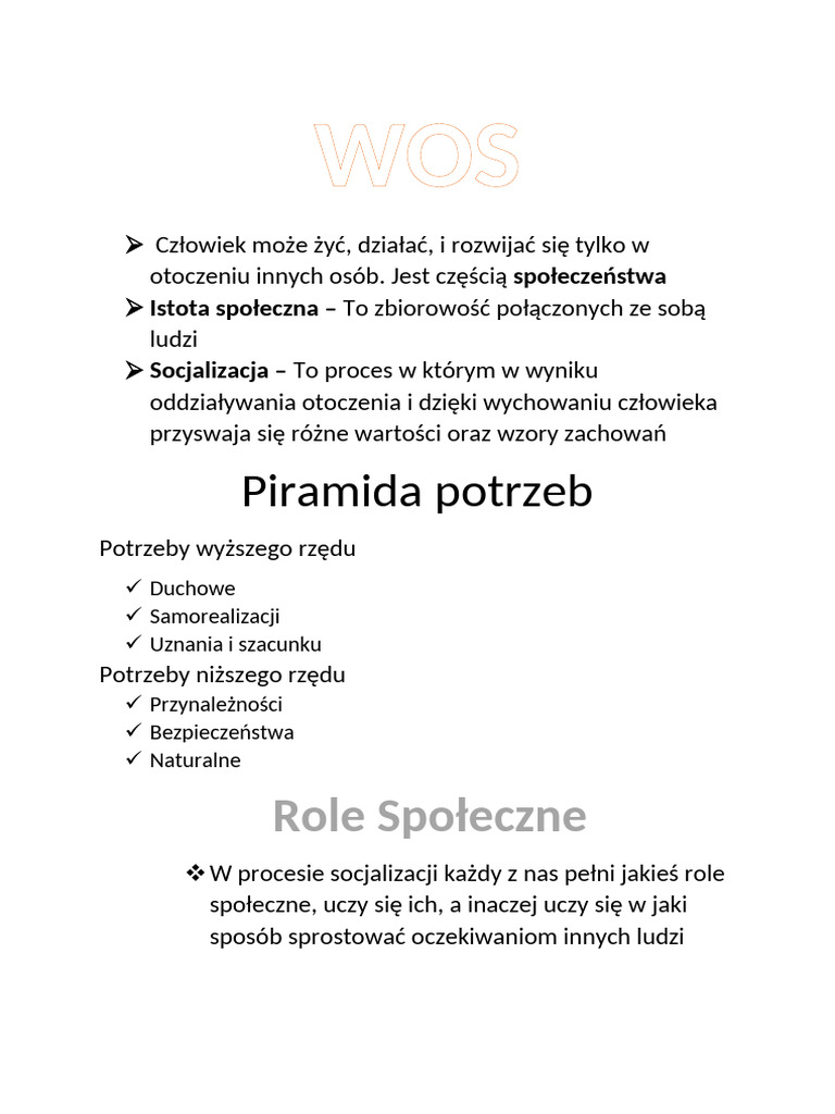 WOS Sprawdzian | PDF
