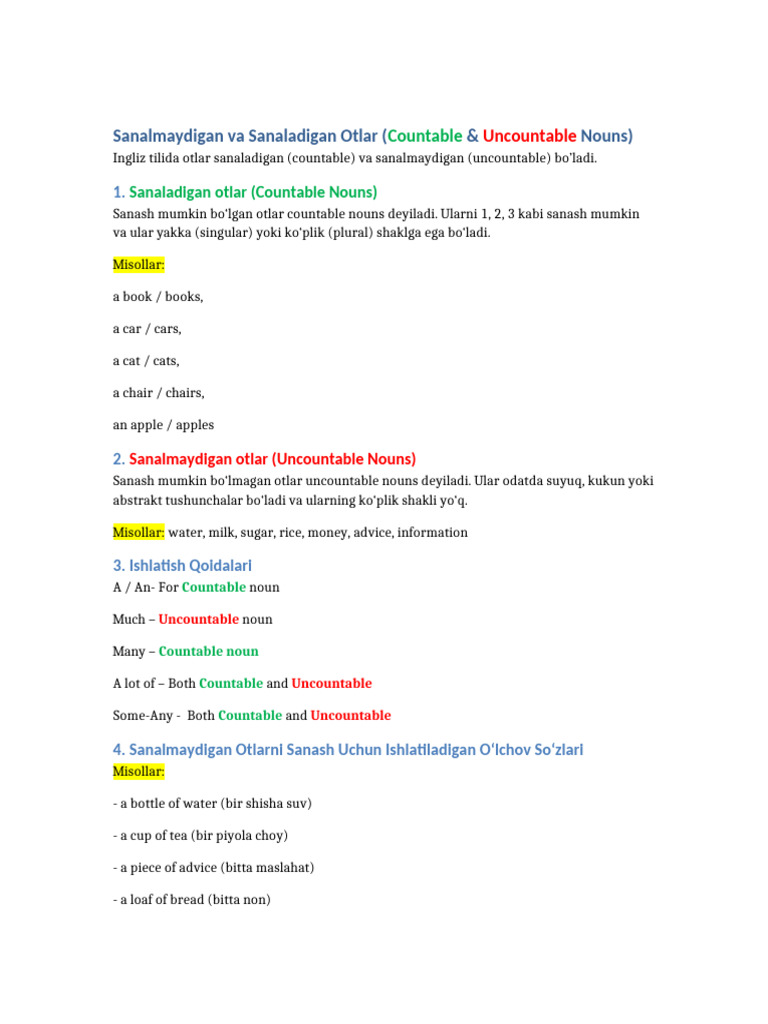 Countable_Uncountable_Nouns | PDF