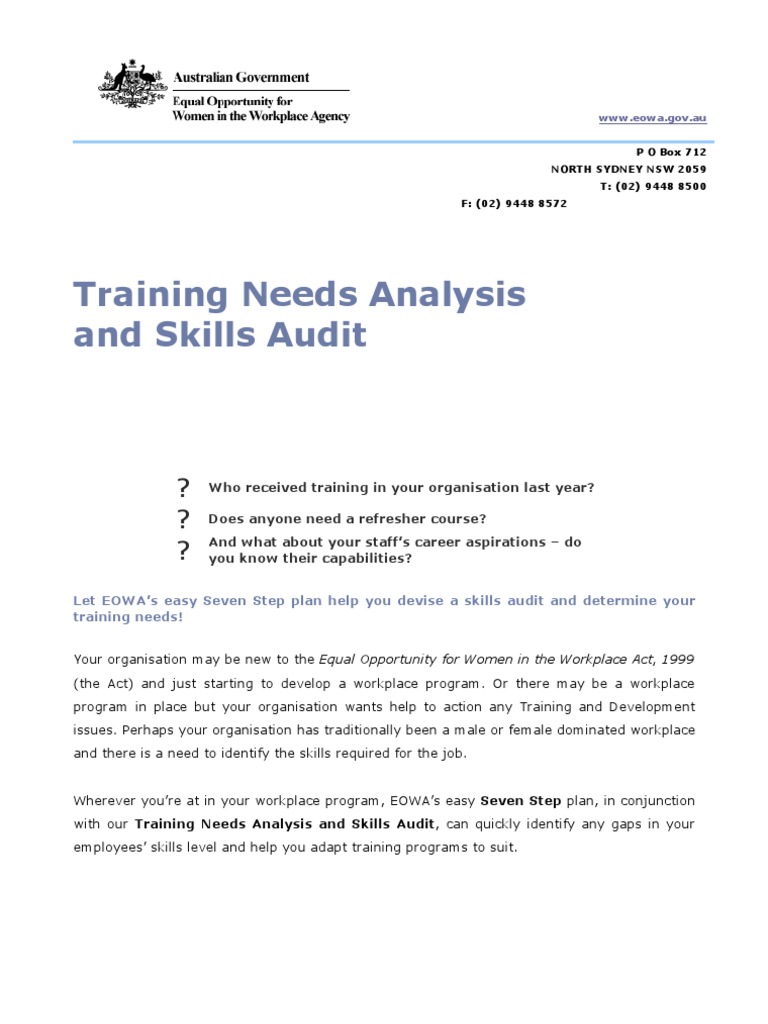 Training Needs Analysis and Skills Audit Word | PDF | Focus Group ...