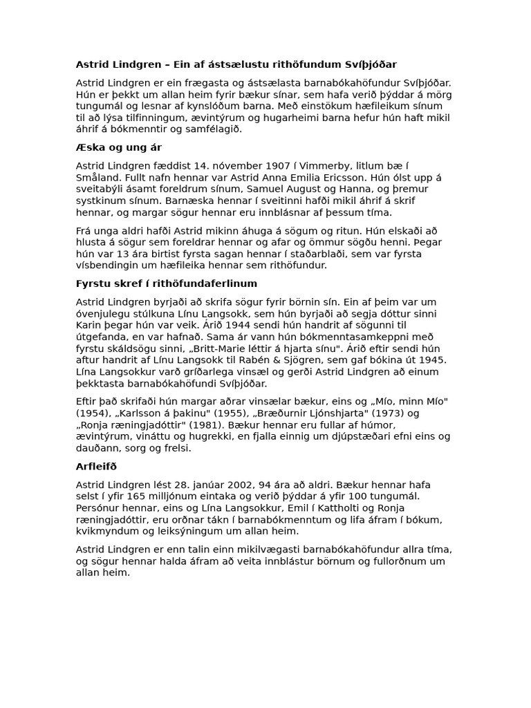 Astrid Lindgren - ISL | PDF