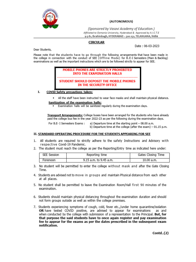 Vasavi College Exam Dress Code Guidelines | PDF | Trousers | Clothing