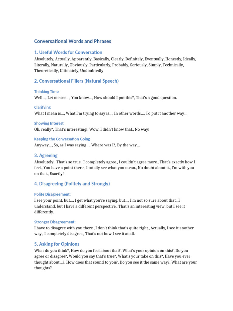 Essential Conversational Phrases Guide | PDF
