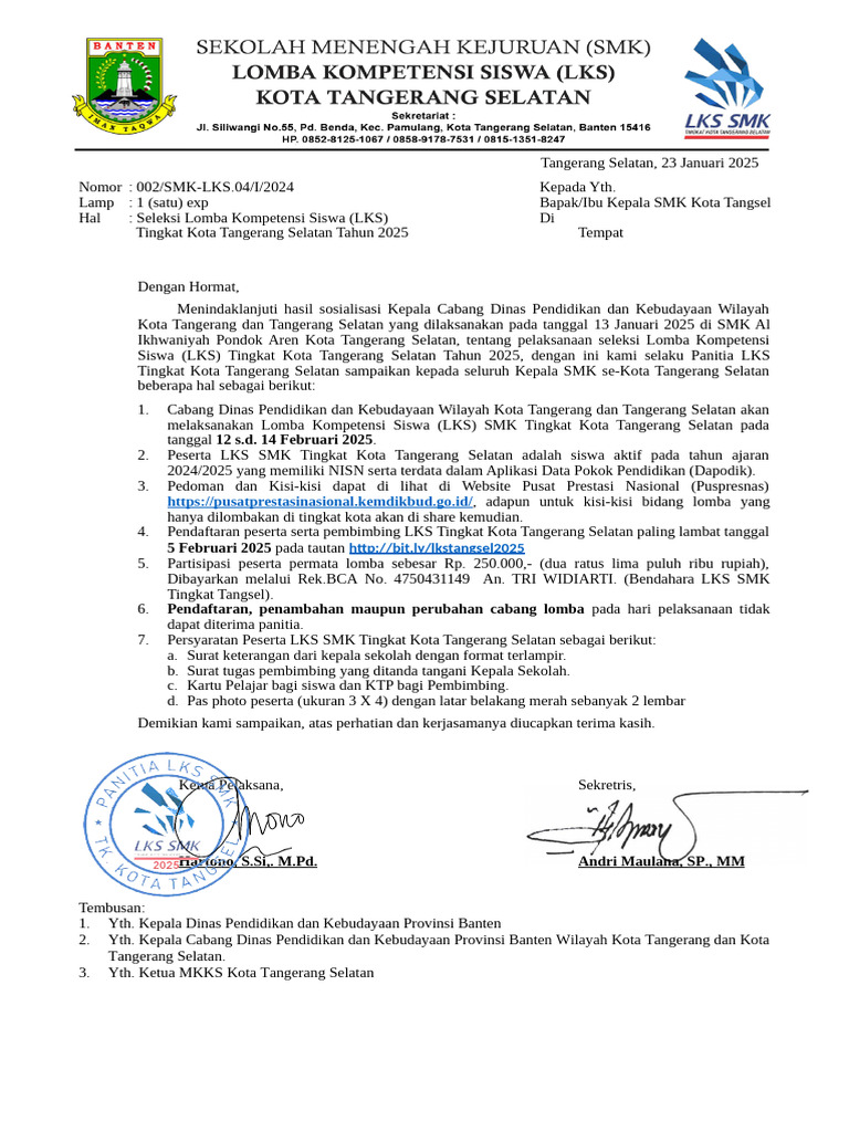 Lomba Kompetensi Siswa SMK 2025 Tangsel | PDF