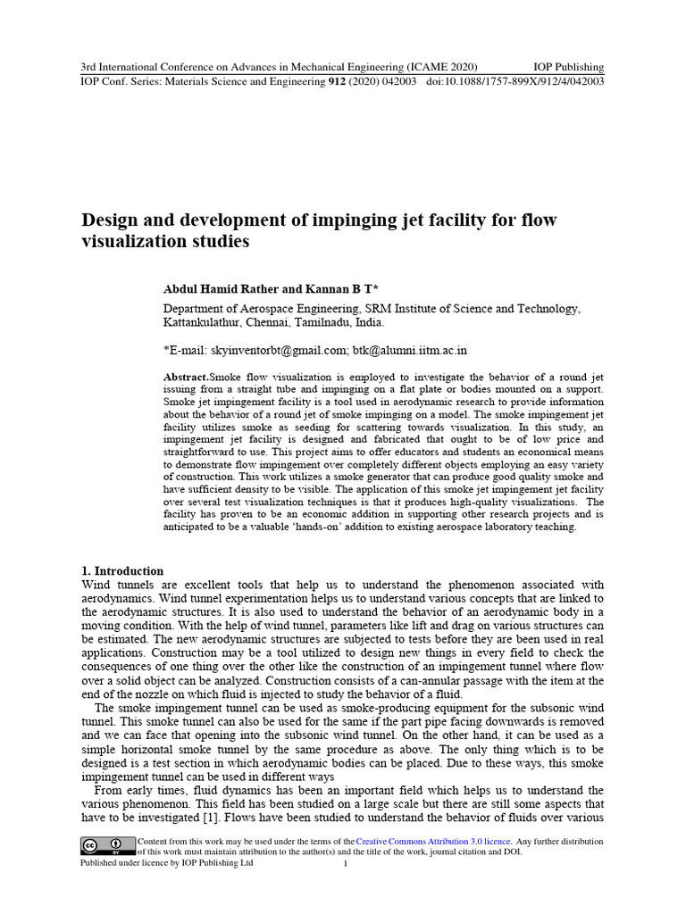 Impinging Jet Facility Design for Flow Visualization | PDF | Wind ...