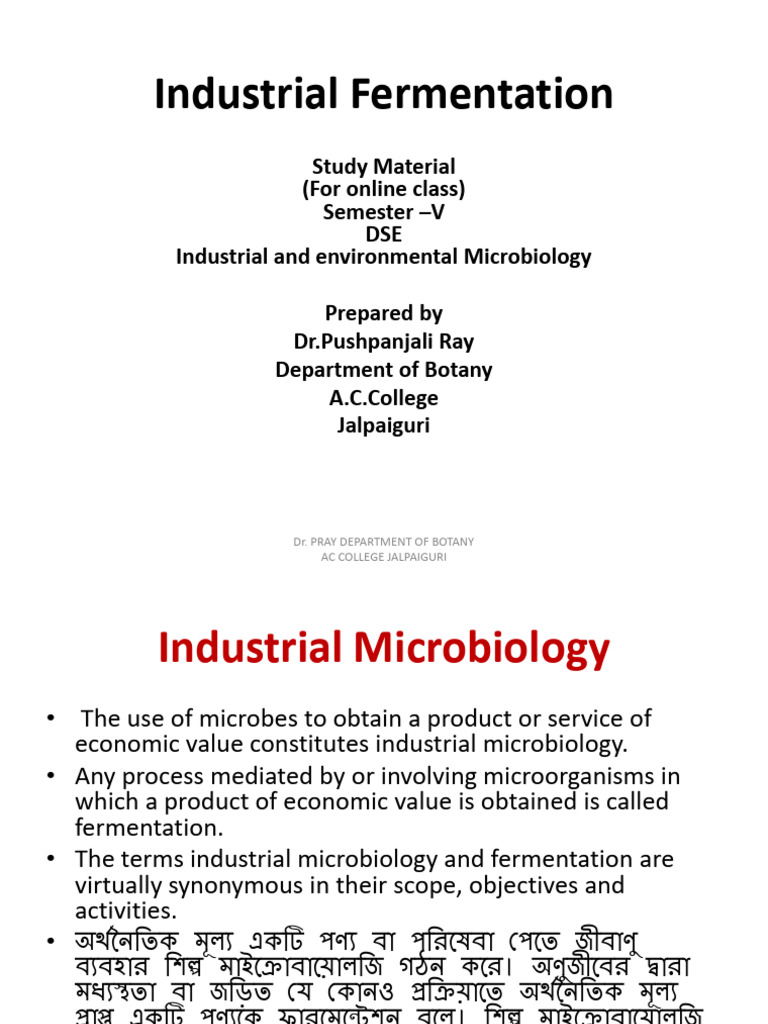 Industrial Microbiology and Fermentation | PDF