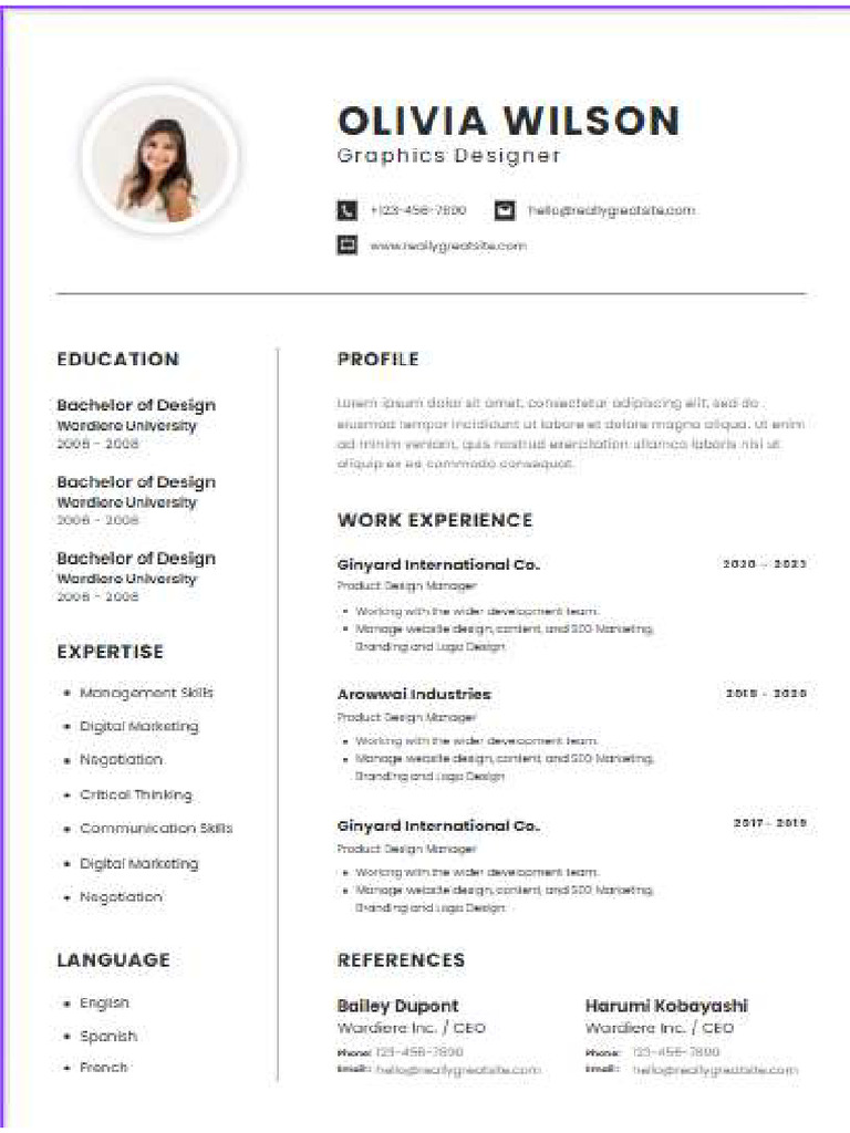 Graphics Designer Resume Template | PDF