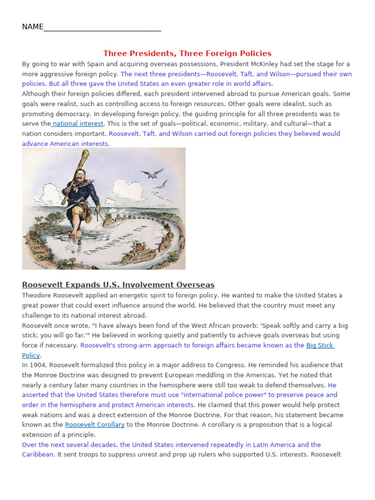 U.S. Presidential Foreign Policies Explained | PDF | Theodore Roosevelt ...