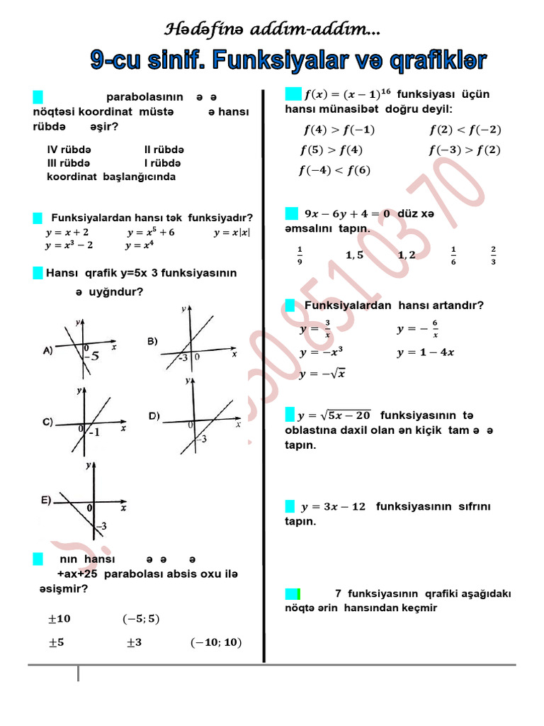9-Cu Sinif - Funksiyalar Ve Qrafikler | PDF