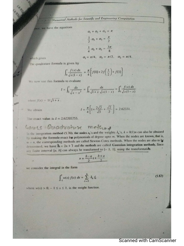 Guass Quadrature Method | PDF