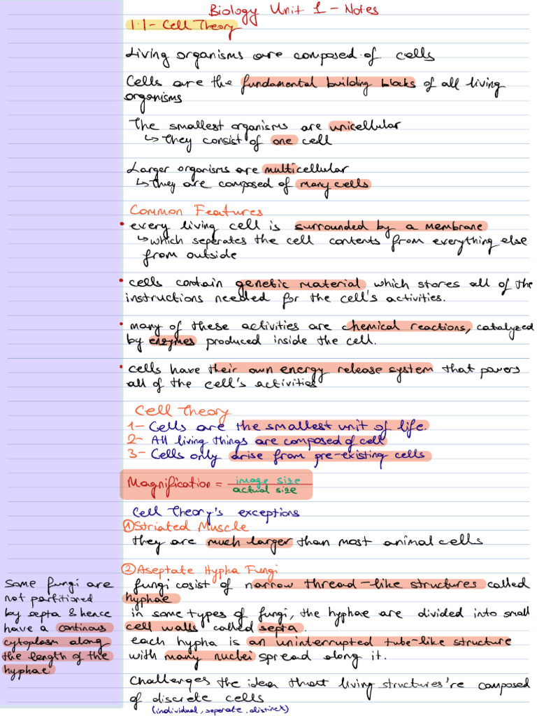 Unit 1 Study Note 2 | PDF | Cell Membrane | Cell (Biology)