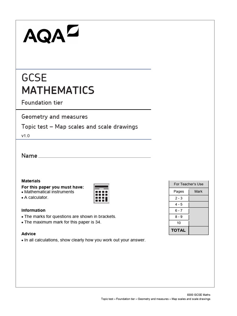 GCSE Maths: Map Scales Test | PDF | Length | Map