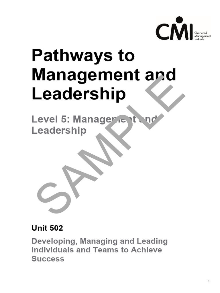 Cmi Level 5 Management and Leadership Sample Workbook Unit 502 | PDF ...