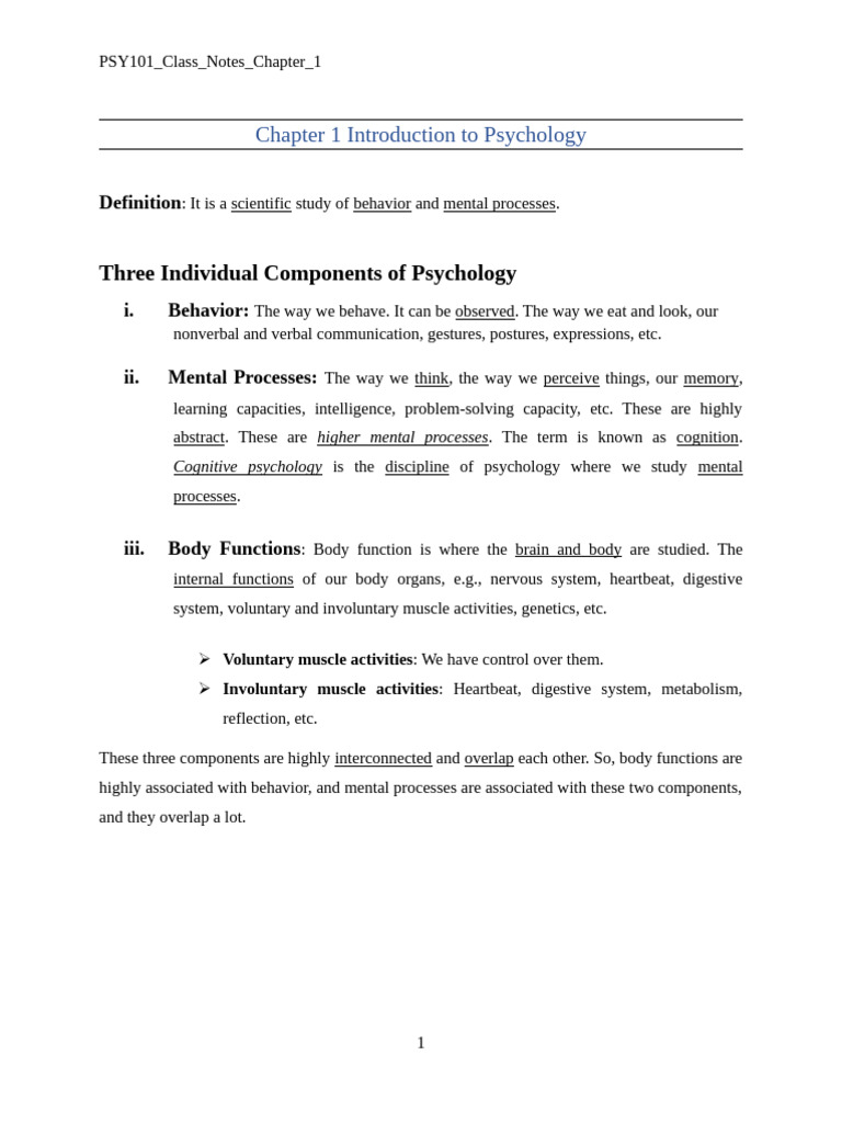 Chapter 1 Introduction to Psychology | PDF | Psychology | Cognition