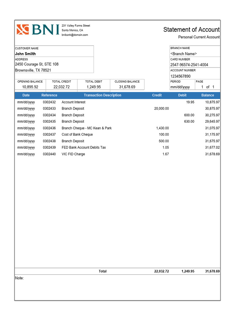 Bank-Statement-Template-3-TemplateLab | PDF | Banks | Debits And Credits