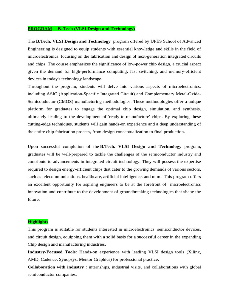 B. Tech (VLSI Design and Technology) | PDF | Integrated Circuit | Very ...