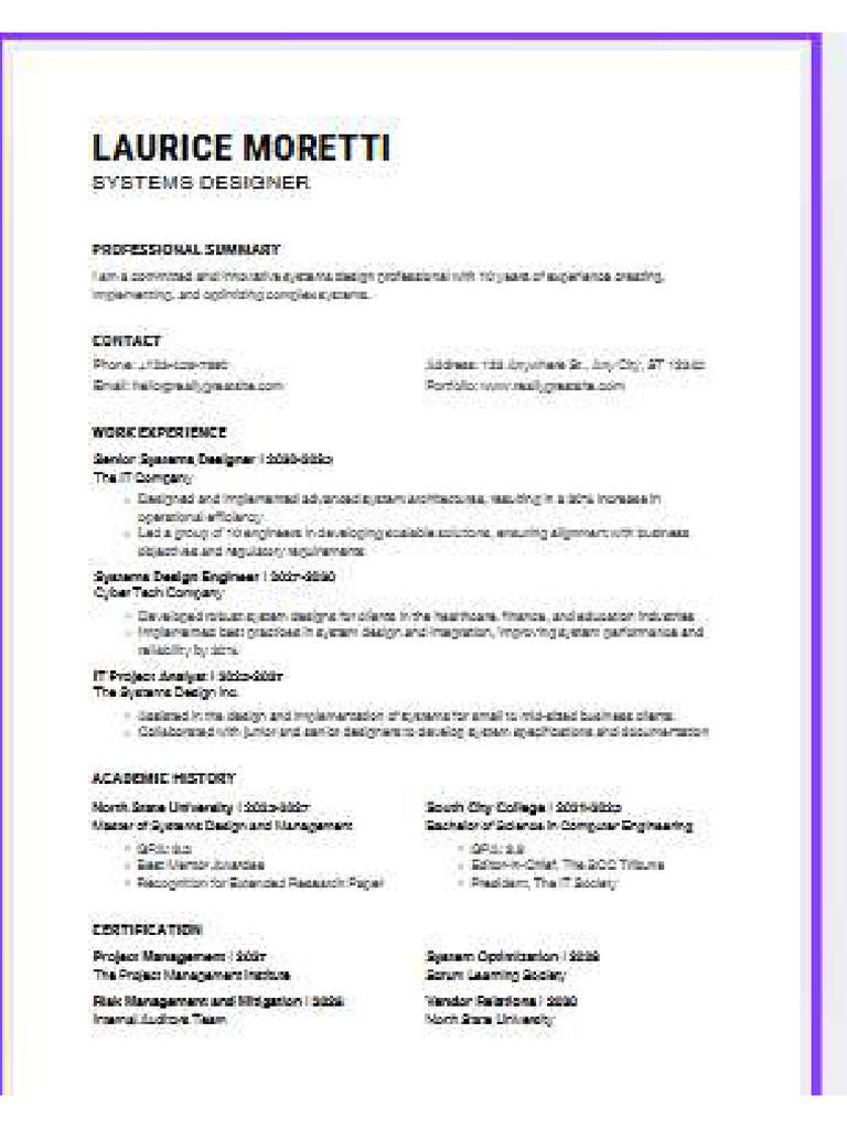 Systems Designer Resume Template | PDF