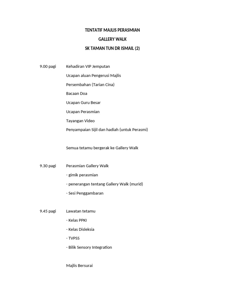 Tentatif Majlis Perasmian 31 Januari 2023 | PDF