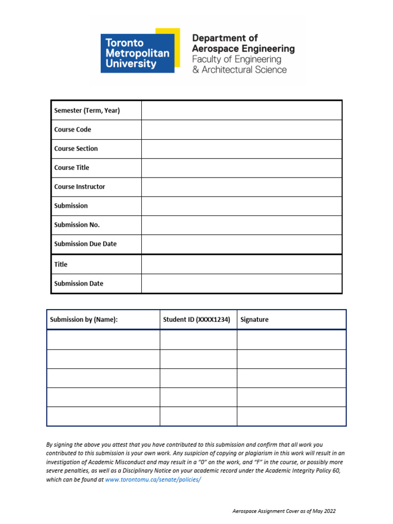 Aerospace Assignment Cover | PDF