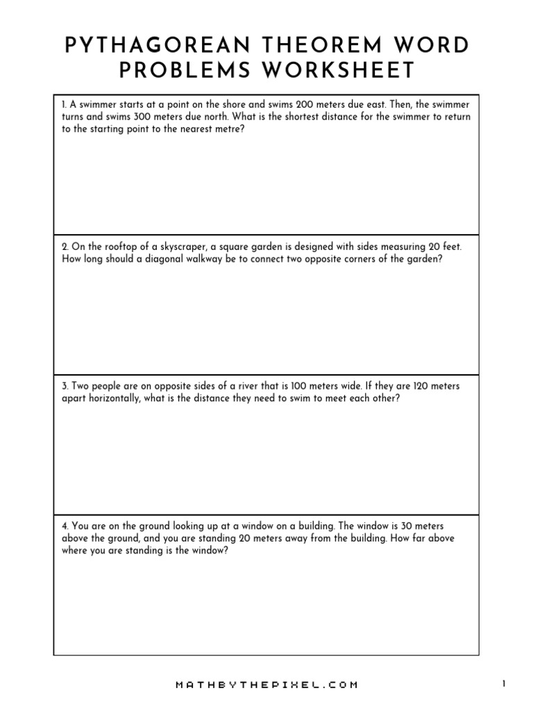 Pythagorean Theorem Word Problems | PDF | Distance | Length