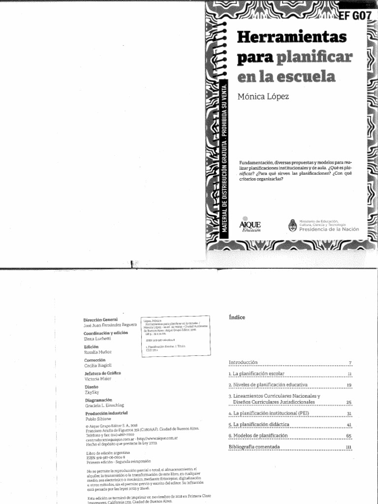 LOPEZ Monica. Herramientas para Planificar en La Escuela. Aique | PDF