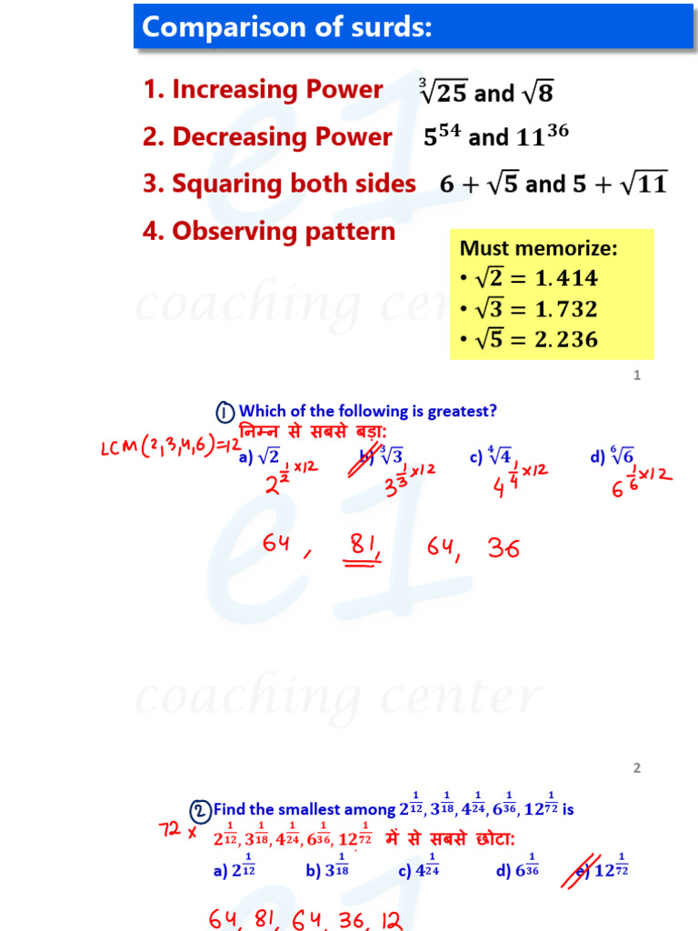 YZX MATHS Surds and Indices 03 Surds Class 03 Perospero PDF | PDF
